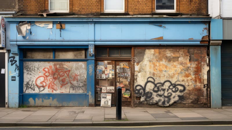 A Picture of a Storefront with Lots of Graffiti on the Walls Stock ...