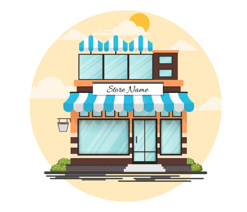 Storefront Building Shop Facade Front View Stock Vector - Illustration ...