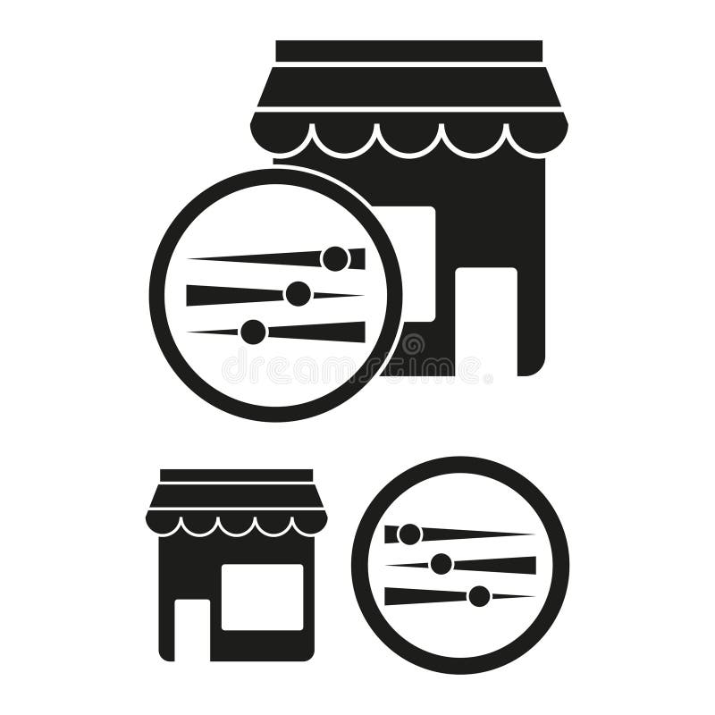 Storefront and Business Icons. Set of Two Store Symbols with Data ...