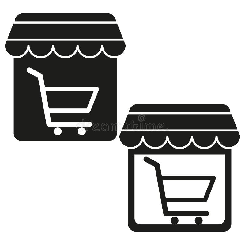 Storefront with Cart. Shopping Vector Icon. Retail Business Symbol. E ...