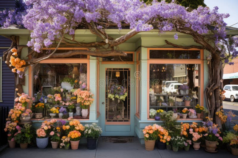 Storefront Decorated for Spring and Easter with Flowers and Whimsical ...