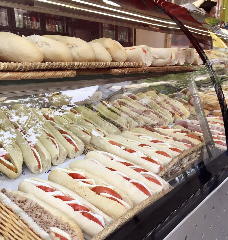 A Storefront Displaying Different Types of Sandwiches. Stock Image ...