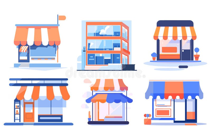 Storefront Facade for Online Stores in UX UI Flat Style Stock Vector ...