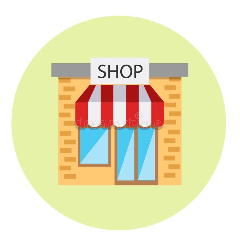 Storefront icon in circle. stock vector. Illustration of cafe - 100593090