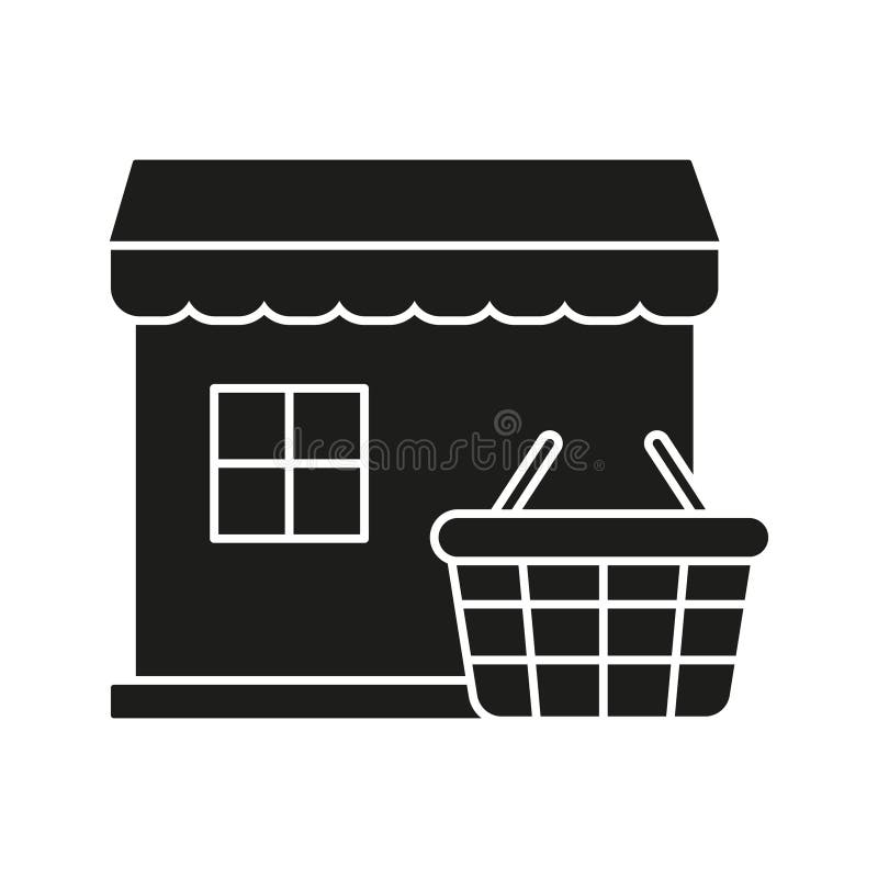 Storefront with Shopping Basket Solid Icon. Retail Business, E-Commerce ...
