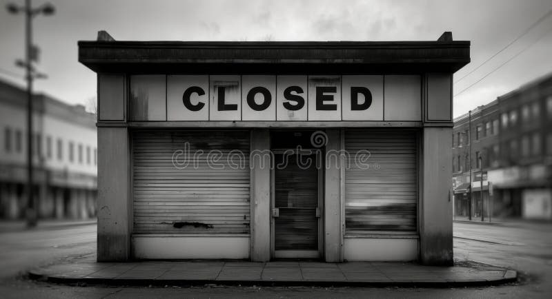 Storefront Sign Announcing Business Closure. Stock Image - Image of ...