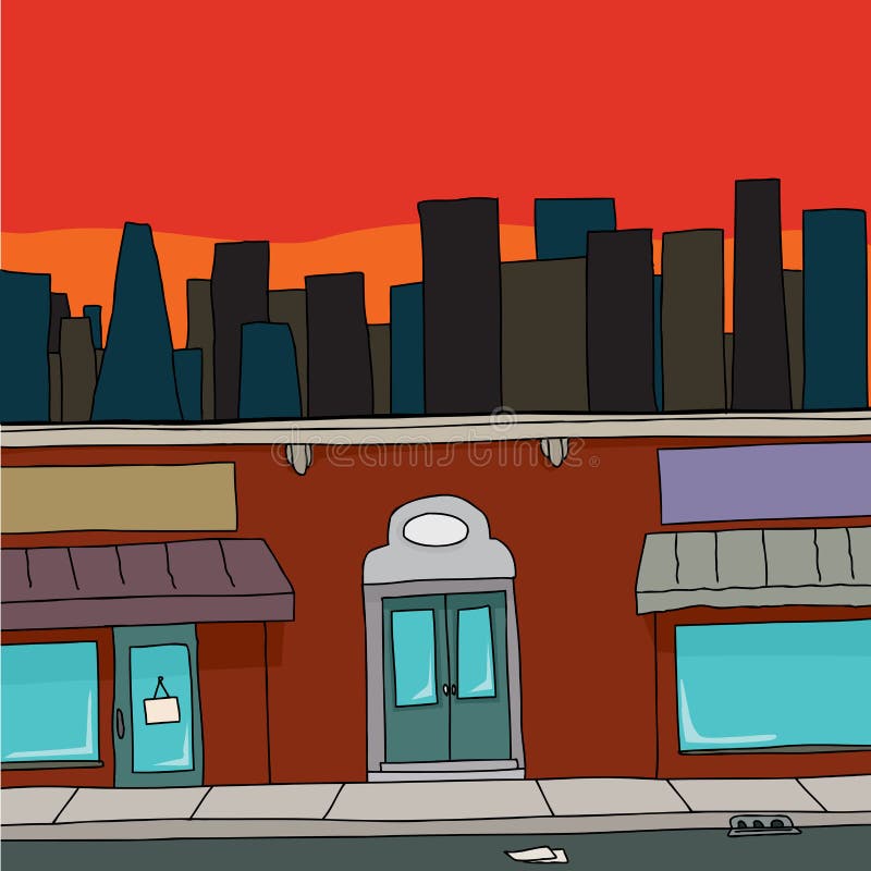 Storefront with Skyline stock vector. Illustration of skyline - 42558920