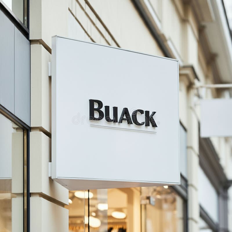 Storefront in an Urban Area Features a White Rectangular Sign with ...