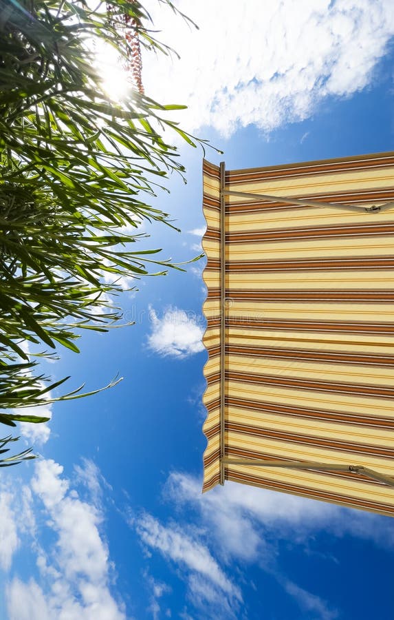 Storefront Visor Parasol Retractable Shade View from Bellow Stock Photo ...