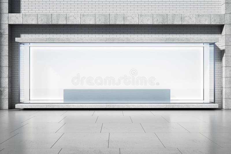 A Storefront Window Display with a Blank Podium, Empty Showcase, Modern ...