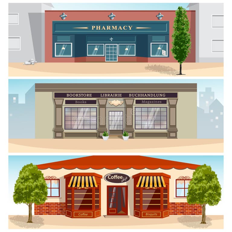 Storefronts collection stock vector. Illustration of coffee - 77254537