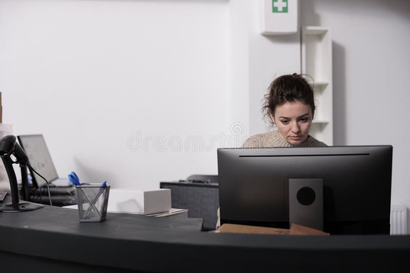 Storehouse Supervisor Standing at Counter Desk Stock Image - Image of ...