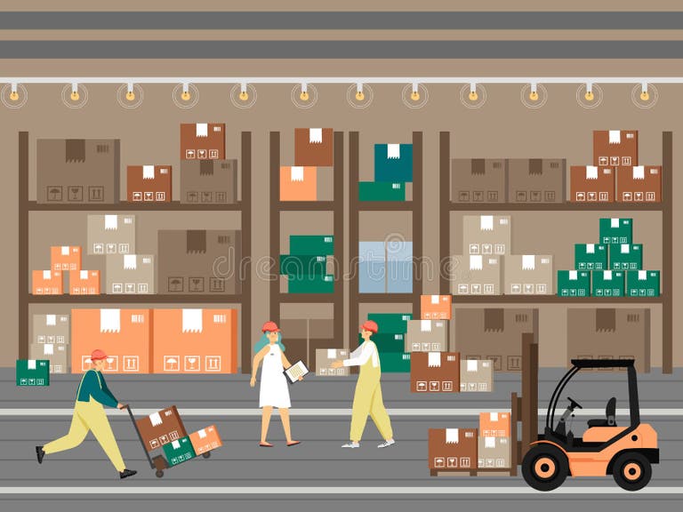 Storekeeper, Loader, Forklift Operator Work in Warehouse. Receiving ...