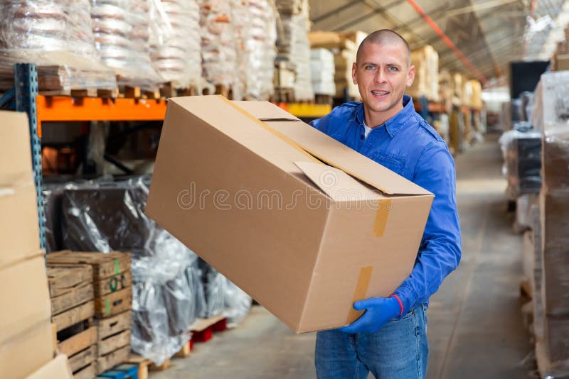 Storekeeper Stacking Pasteboard Box Storehouse Stock Photos - Free ...