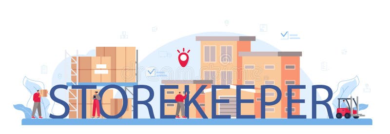 Storekeeper Typographic Header. Idea of Transportation and Distribution ...