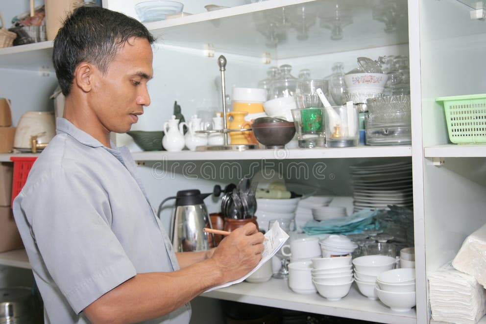 Storekeeper at work stock image. Image of kitchen, fragile - 6240915