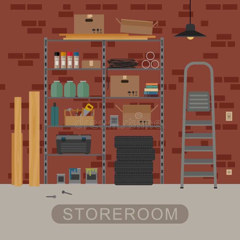 Interior of storeroom stock vector. Illustration of flat - 74271674