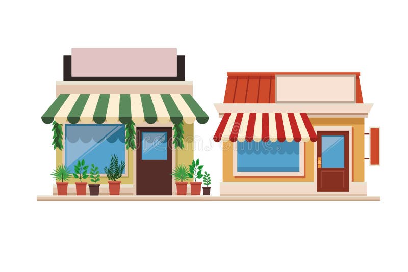 Stores Shopping Front Cartoon Stock Vector - Illustration of cartoon ...