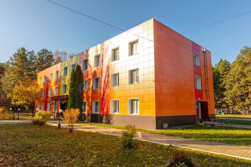Storey Red Building in the Forest Stock Image - Image of resort ...