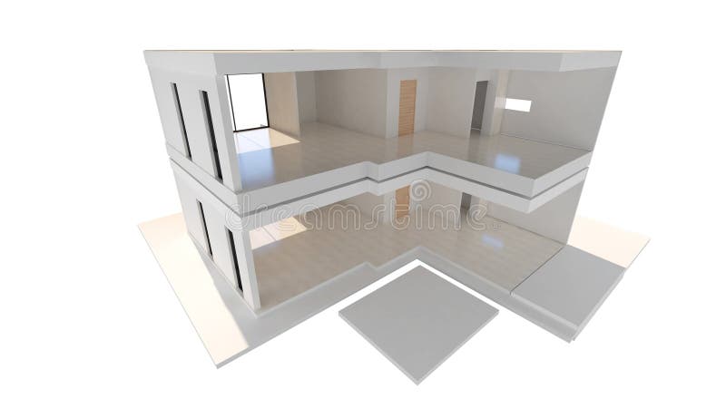 2 Storeys with an Open Frame for Home Structures,3d Rendering Stock ...