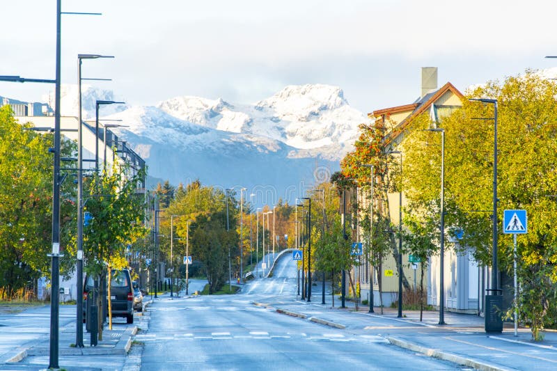 Storgata Street in Leknes stock photo. Image of north - 352809930