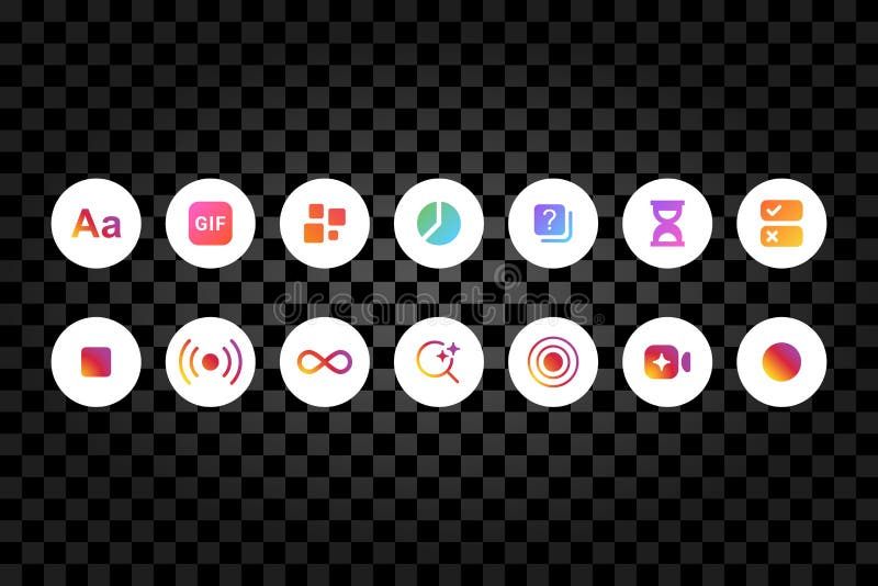 Stories Camera Interface Icons Stock Vector - Illustration of business ...