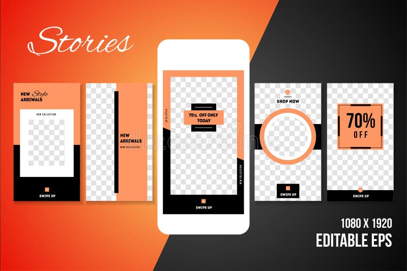 Editable Social Media Stories for Phone Vector Template Stock Vector ...