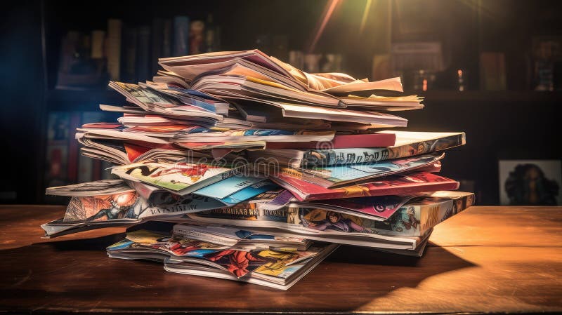 Stories Stack of Comic Books Stock Illustration - Illustration of ...