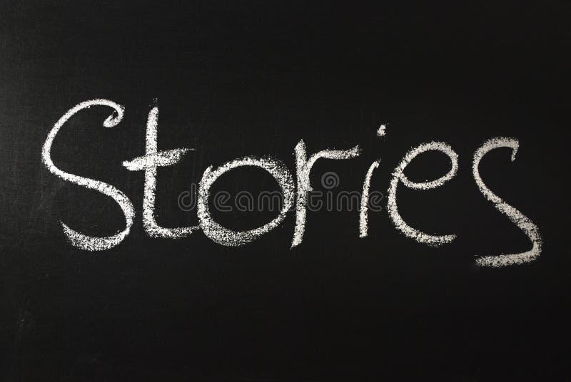 Stories Word Written in White Chalk on a Black Chalkboard Stock Image ...