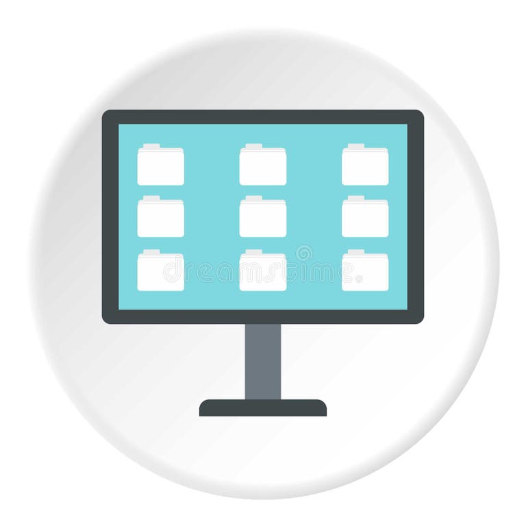 Storing Files in Computer Icon, Flat Style Stock Vector - Illustration ...