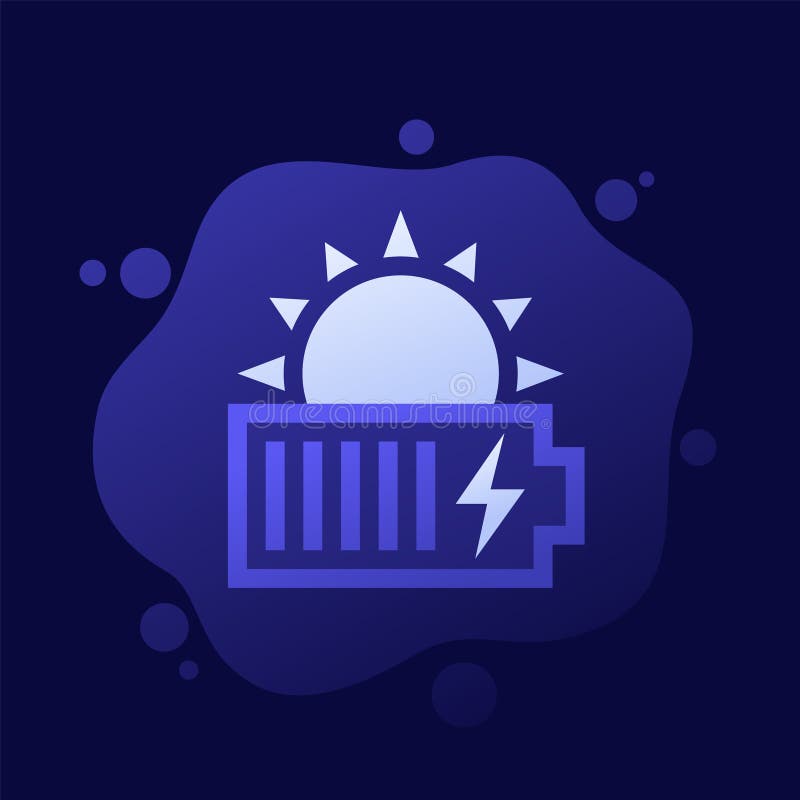 Storing Solar Energy Icon with a Battery, Vector Stock Illustration ...