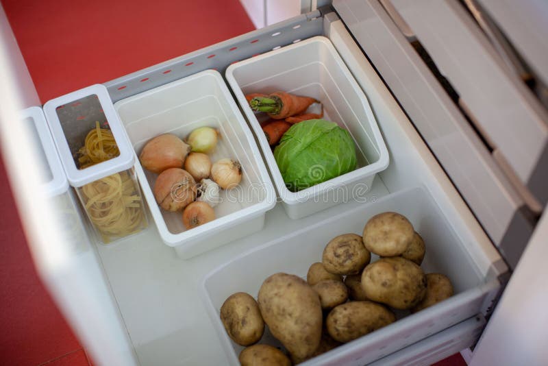 Storing Vegetables in the Kitchen. Stock Photo - Image of fold, storage ...
