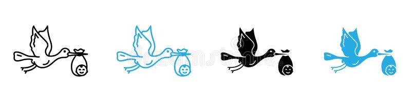 Stork with Baby Icon Vector Set Collection for Web Stock Vector ...