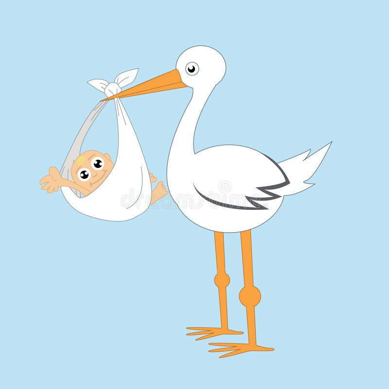Stork and baby stock vector. Illustration of mother, tender - 75465723