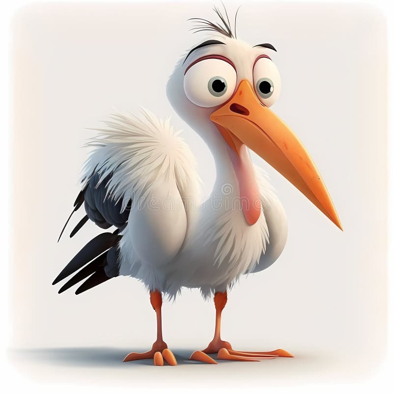 Stork Cartoon Style. Generative AI Stock Illustration - Illustration of ...