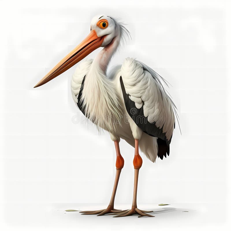Stork Cartoon Style. Generative AI Stock Illustration - Illustration of ...