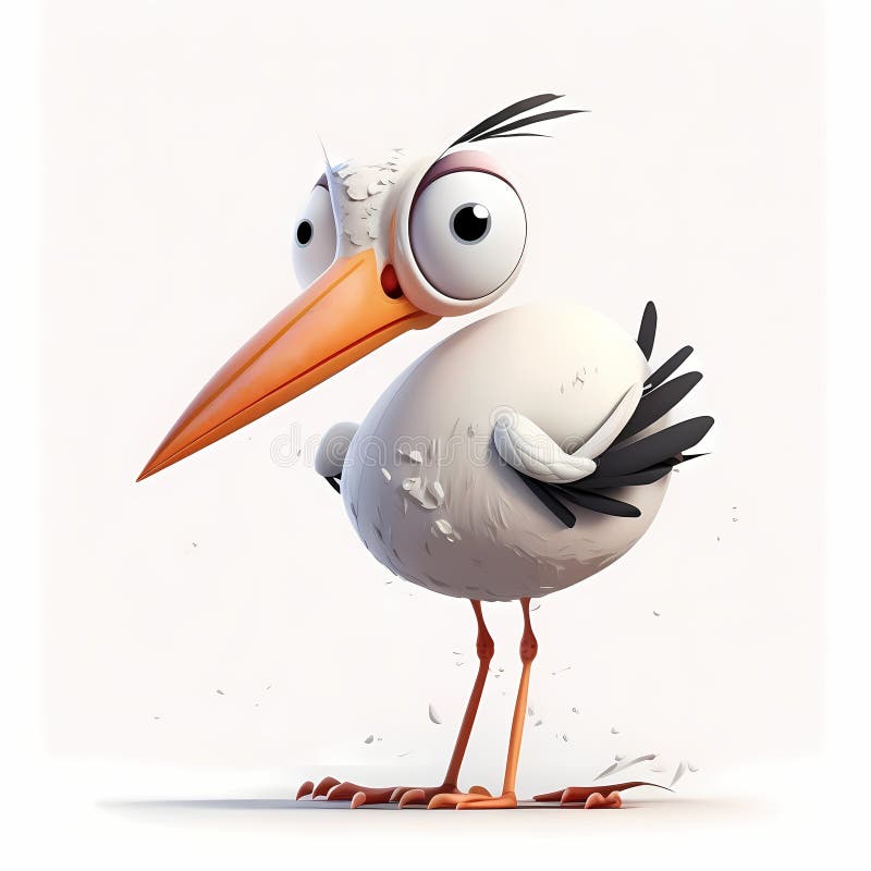 Stork Cartoon Style. Generative AI Stock Illustration - Illustration of ...