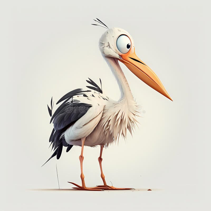 Stork Cartoon Style. Generative AI Stock Illustration - Illustration of ...