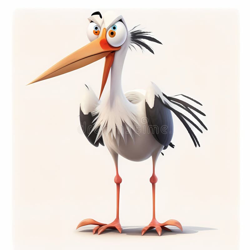 Stork Cartoon Style. Generative AI Stock Illustration - Illustration of ...