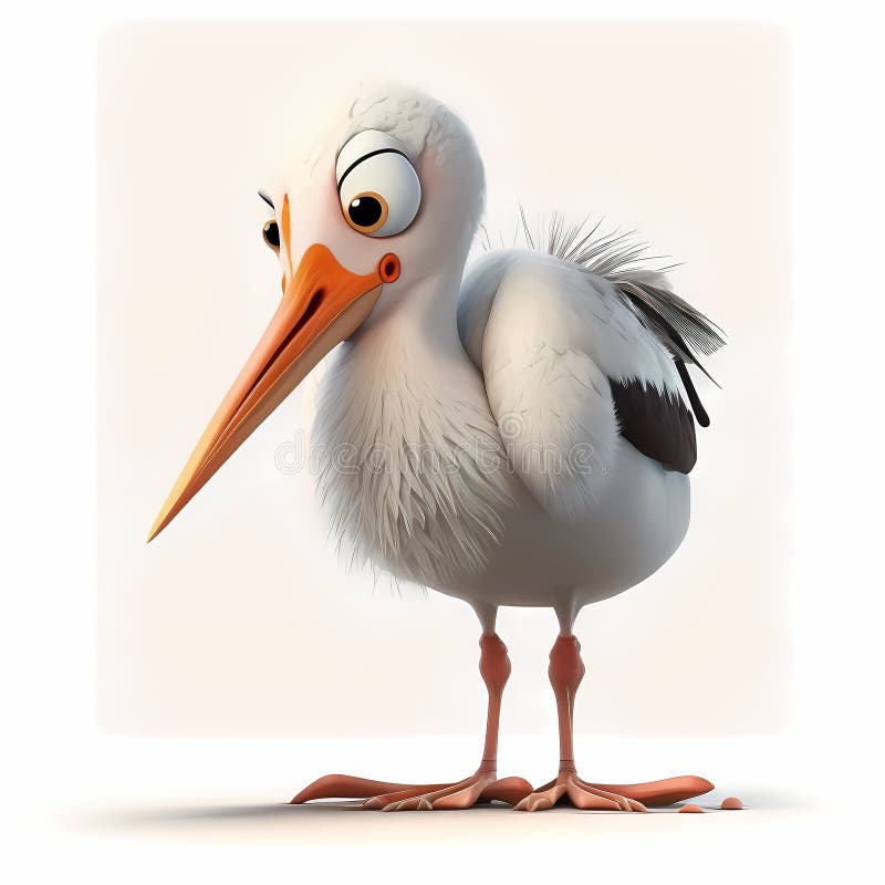 Stork Cartoon Style. Generative AI Stock Illustration - Illustration of ...
