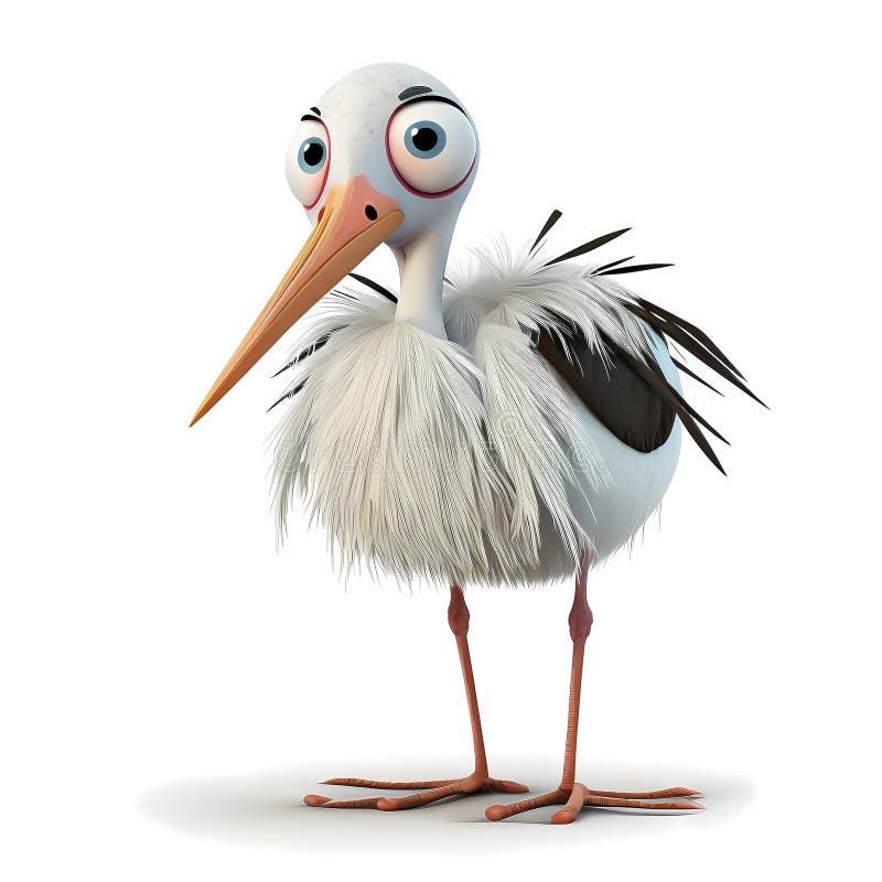 Stork Cartoon Style. Generative AI Stock Illustration - Illustration of ...