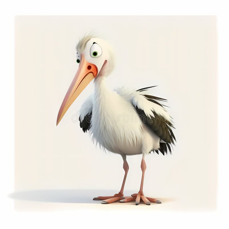 Stork Cartoon Style. Generative AI Stock Illustration - Illustration of ...