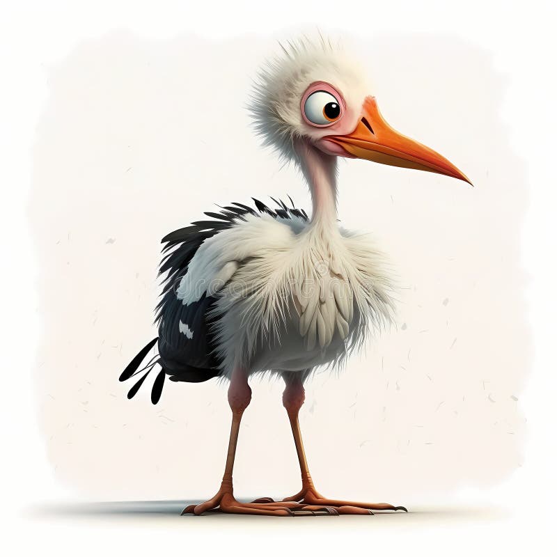 Stork Cartoon Style. Generative AI Stock Illustration - Illustration of ...