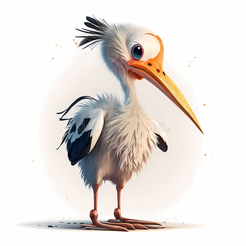 Stork Cartoon Style. Generative AI Stock Illustration - Illustration of ...