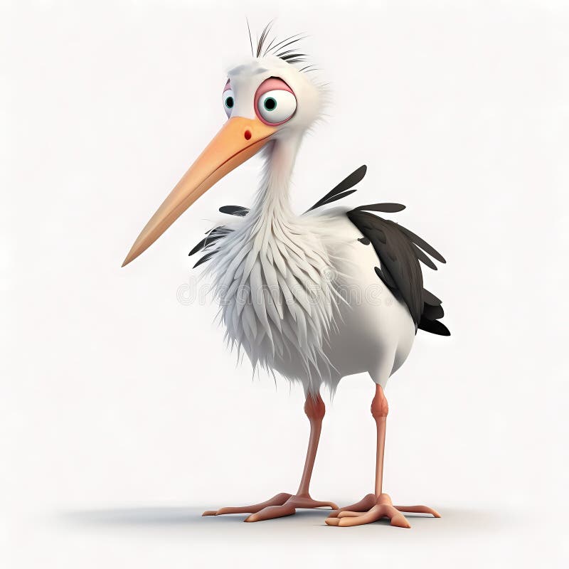 Stork Cartoon Style. Generative AI Stock Illustration - Illustration of ...
