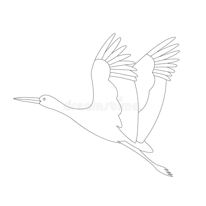 Stork Bird Flying, Vector Illustration Stock Vector - Illustration of ...