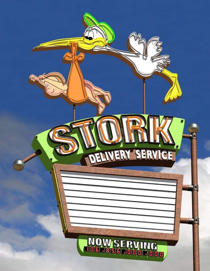 Stork Delivery Service stock illustration. Illustration of girl - 26903267