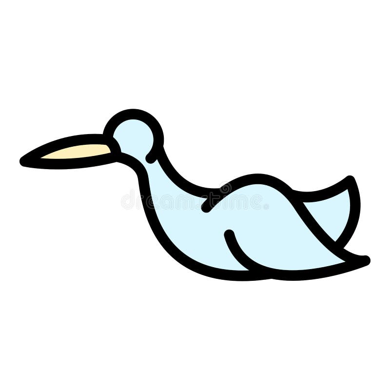 Stork Drawing Icon Color Outline Vector Stock Vector - Illustration of ...