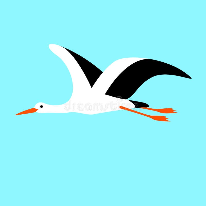 Stork Flying, Vector Illustration, Flat Style Stock Vector ...