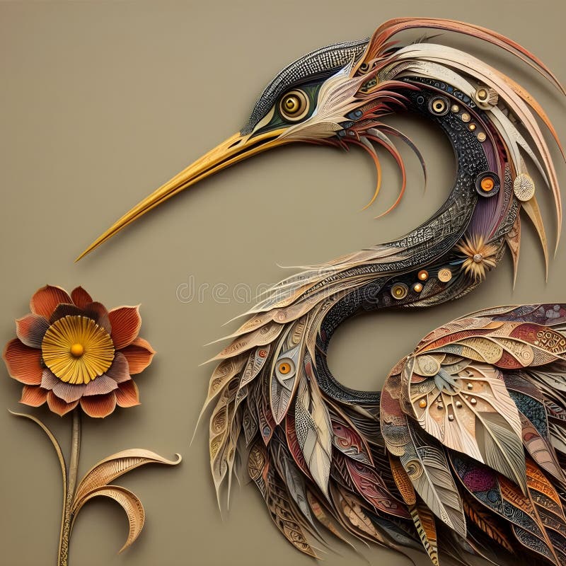 A Stork that Has Been Meticulously Created from a Variety of Materials ...
